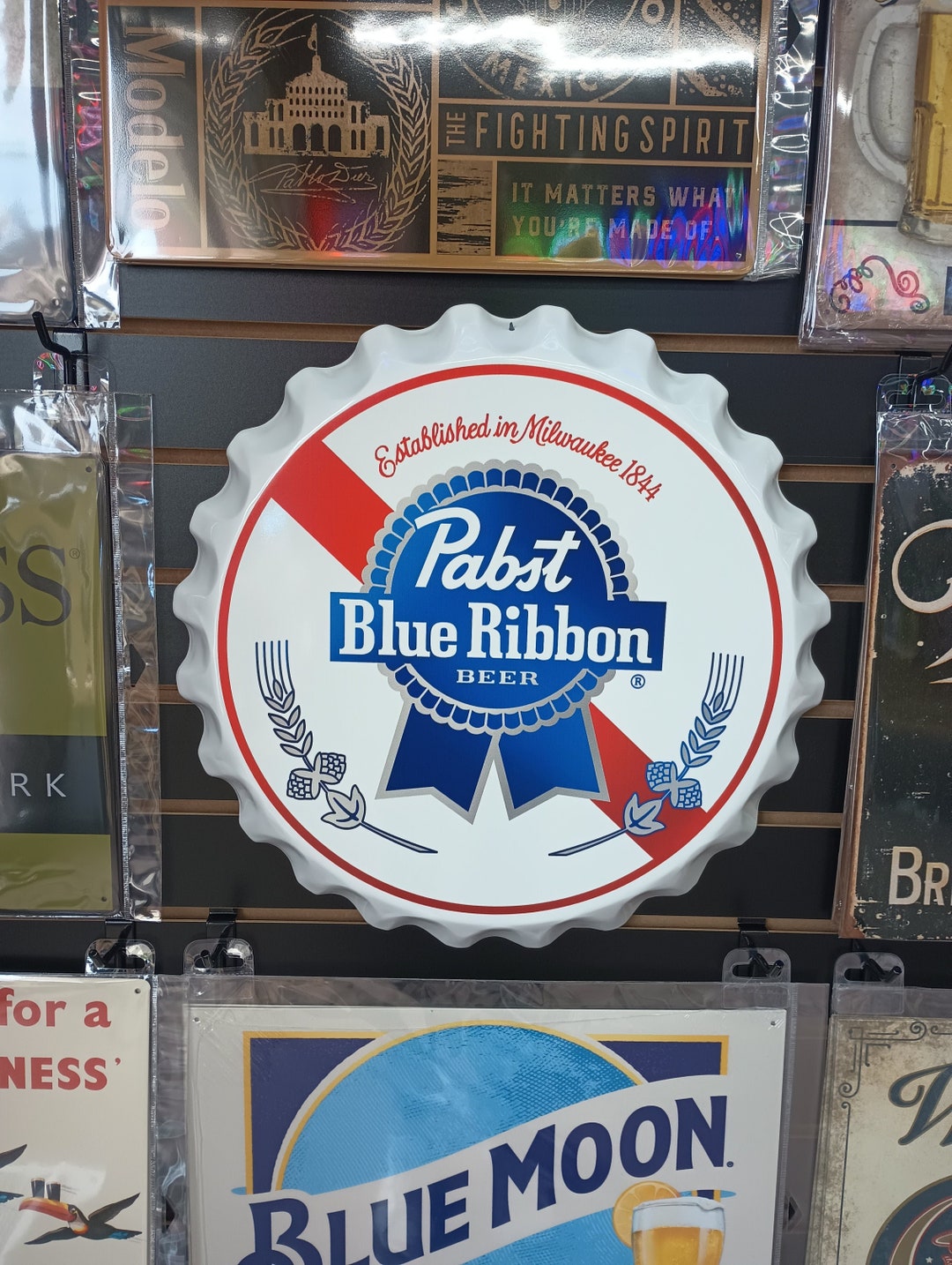 18 Pabst Blue Ribbon Beer Bottle Cap Sign PBR Signs Home Bar Decor Beer ...