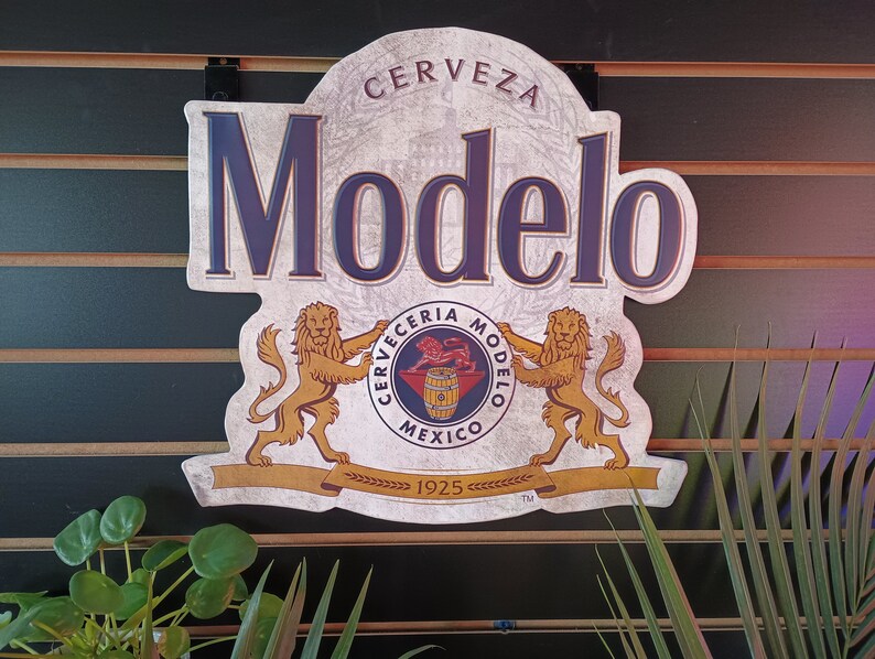 Modelo Beer Seal Shaped Embossed Metal Sign Beer Signs Home - Etsy