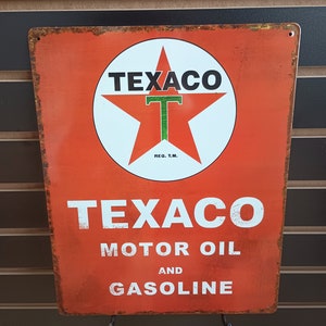 Texaco Gas Signs Texaco Motor Oil Gasoline Advertising Metal Garage ...