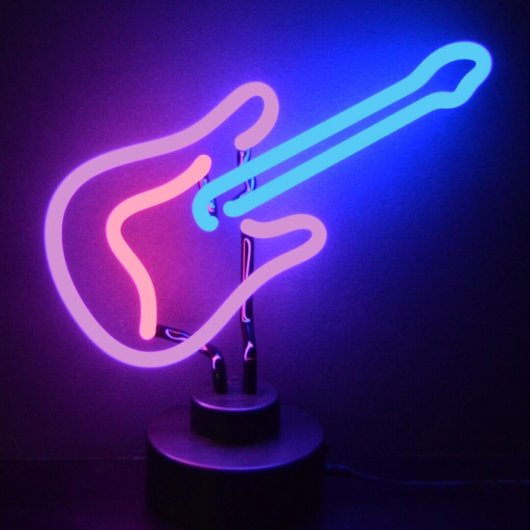 Guitar Neon Sign AUTHENTIC GLASS NEON Signs Pastel Neons Music Room ...