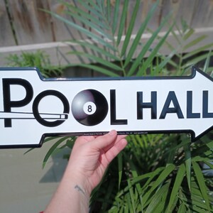 Pool Hall Arrow Sign Right Facing Arrows Tin Metal Sign Billiards Wall ...