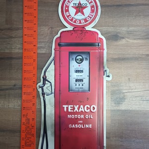 Texaco Gas Pump Shaped Embossed Metal Sign Texaco Gas Station Sign ...