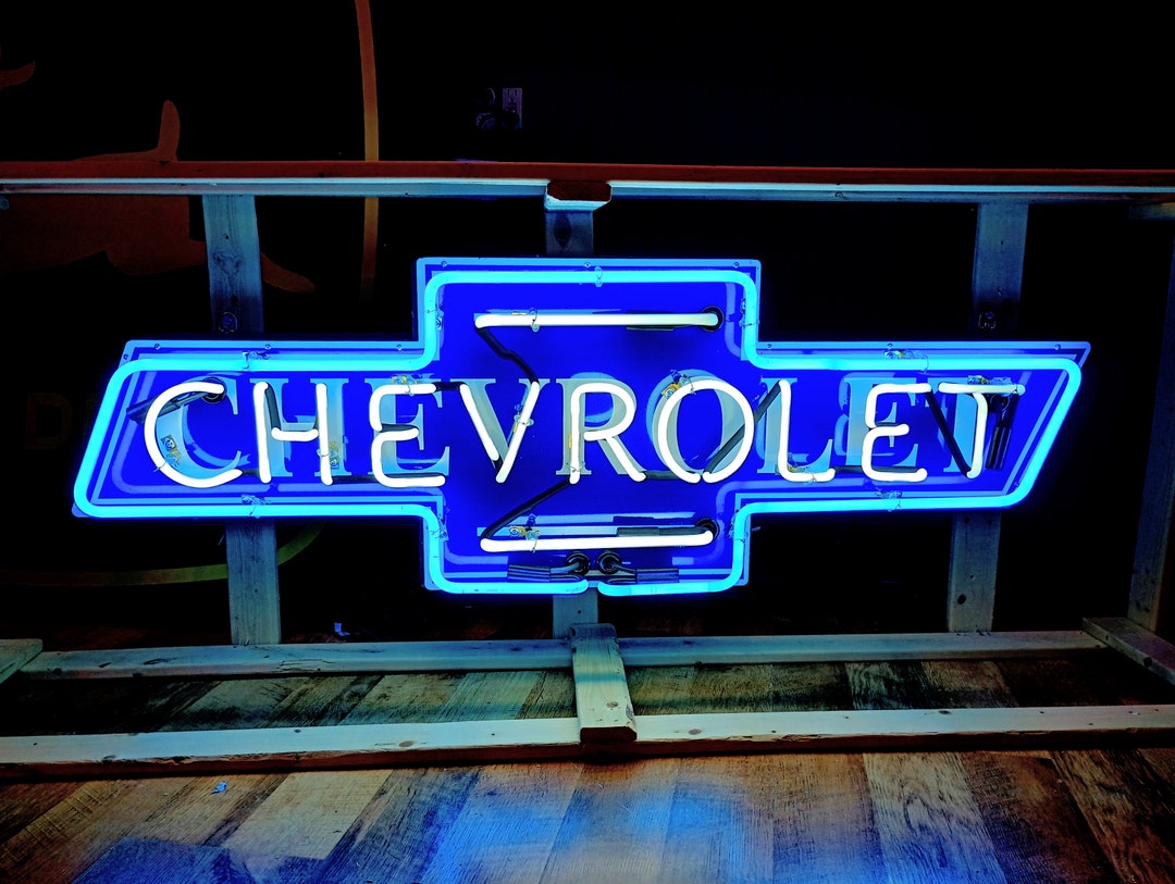 4 Foot Chevrolet Bowtie Neon Sign Chevy Signs Garage Decor for Men ...