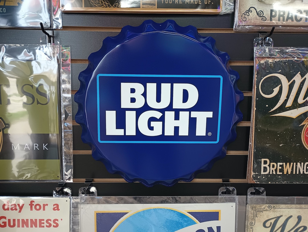18 Bud Light Beer Bottle Cap Sign Bud Light Signs Beer Advertising ...