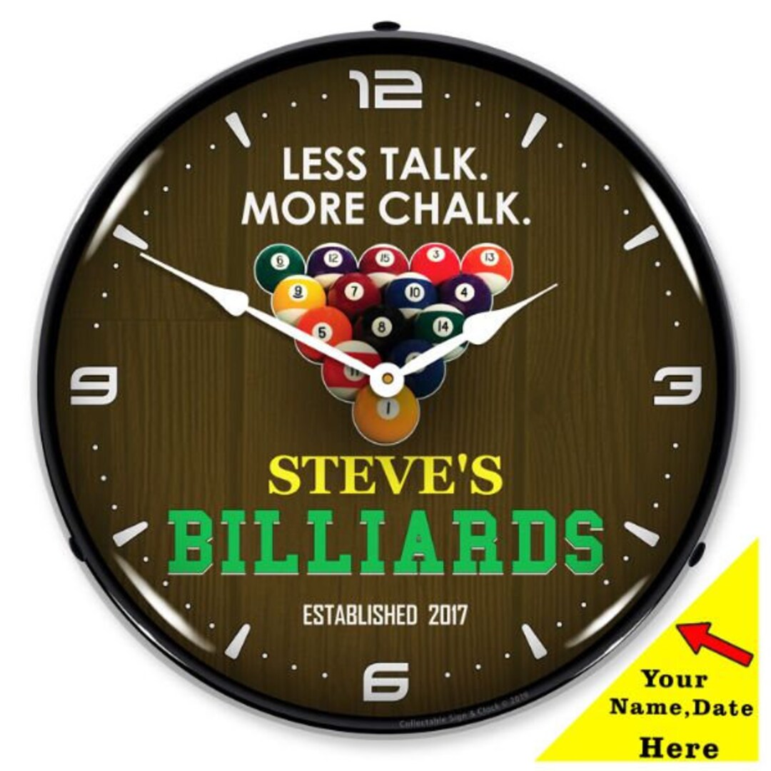 Personalized Billiards LED Clock Custom Light up Clocks Less - Etsy