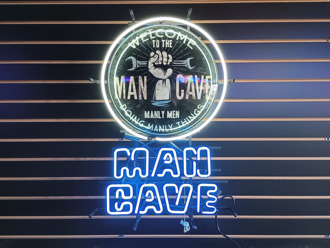Man Cave Neon Sign AUTHENTIC GLASS NEON Light up Man Cave Wall Decor ...