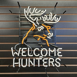 Welcome Hunters Neon Sign AUTHENTIC GLASS NEON Bar Decor Restaurant ...