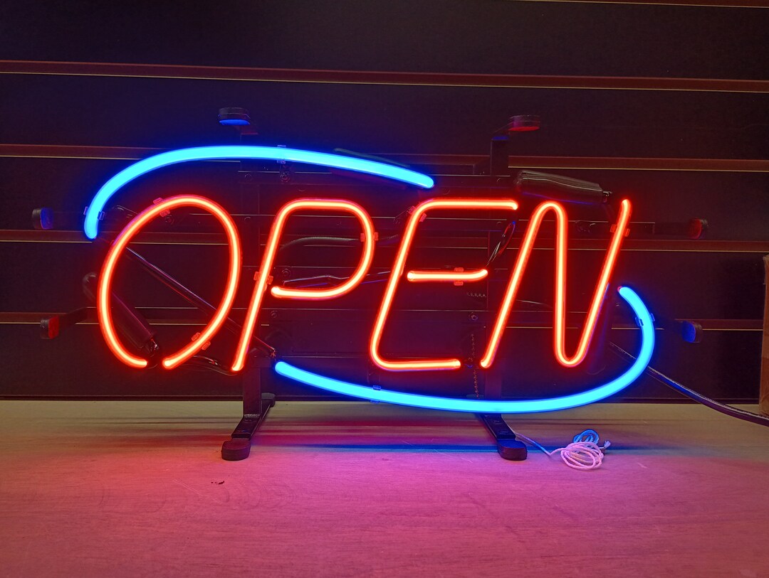 REAL NEON GLASS Open Sign for Business Light up Open Signs Bright ...