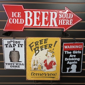 Funny Beer Signs for Bar Decor Bar Signs Metal Beer Sign Free Beer ...