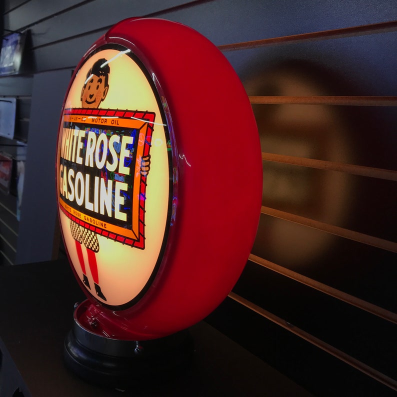 White Rose Gas Pump Globe WITH OR WITHOUT Light Base White - Etsy