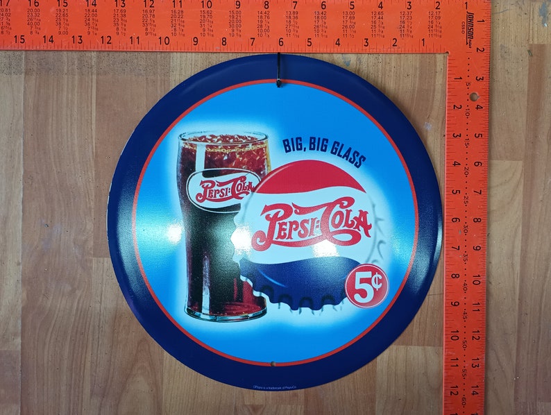 Pepsi Cola Big Big Glass Round Sign Pepsi Signs Soda Pop - Etsy