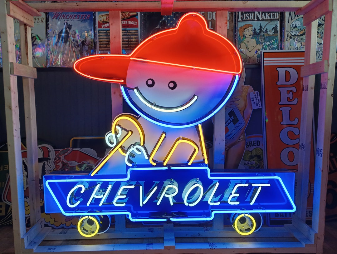 RARE Chevy Boy Neon Sign Chevrolet Boy Neon Signs Garage Decor for Men ...