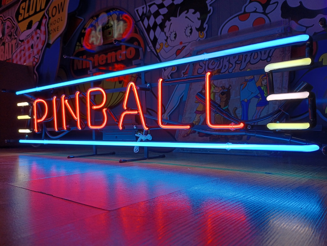 Pinball Neon Sign Gameroom Neon Signs AUTHENTIC GLASS NEON Game Room ...