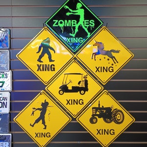Zombie Signs Zombies Crossing Sign Outdoor Porch Halloween Decor Funny ...
