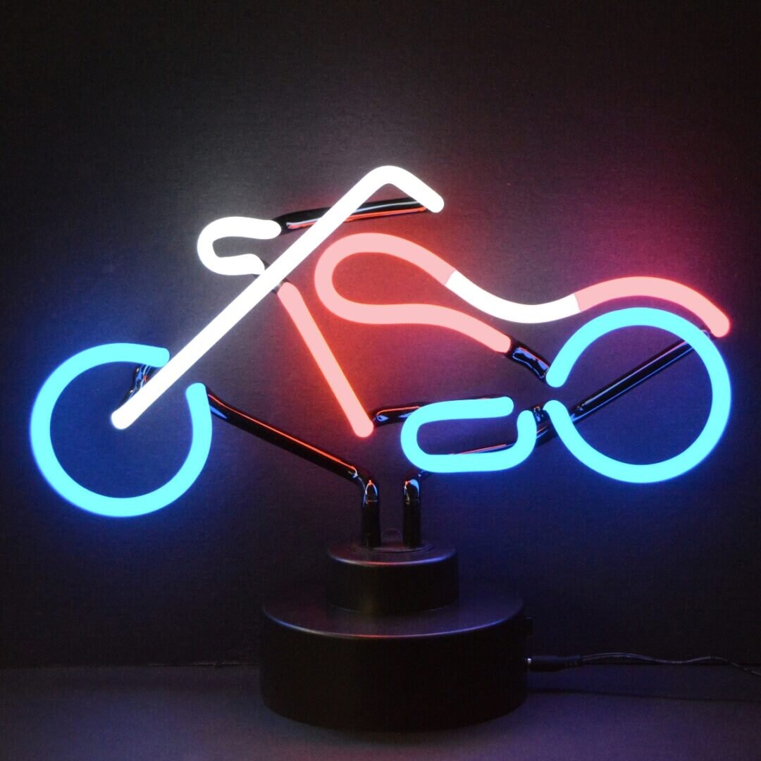 Chopper Motorcycle Neon Sign AUTHENTIC GLASS NEON Signs Garage Decor ...