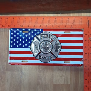 American Flag Fire Rescue Vanity Plate Fire License Plates Firefighter ...