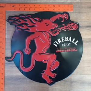 Fireball Whisky Shaped Embossed Metal Sign Fireball Signs Fireball ...