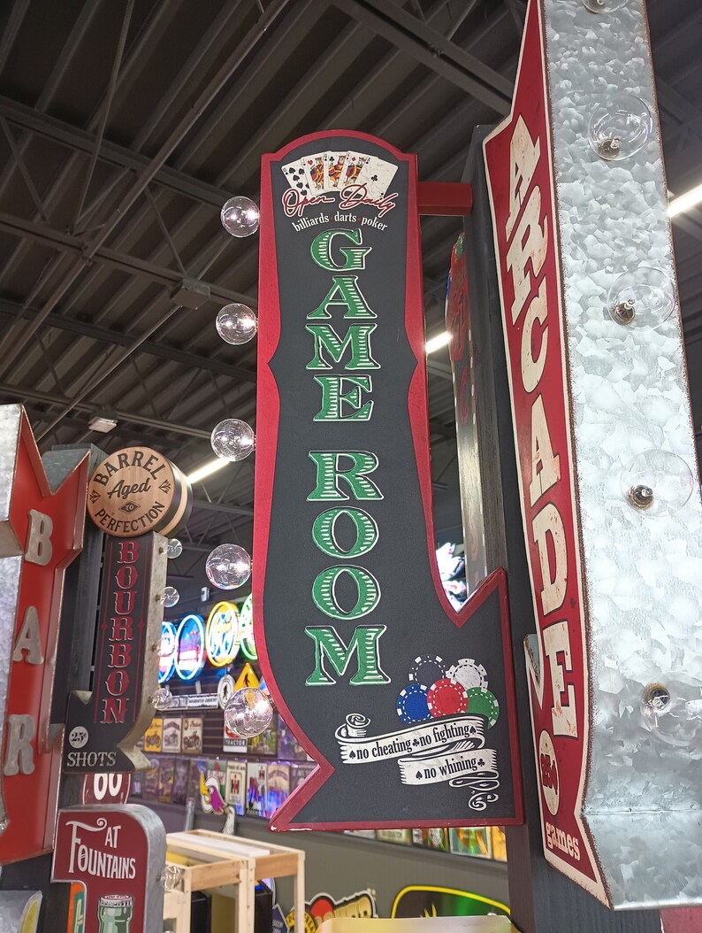 Game Room Sign LED Light up Double Sided Gameroom Wall Decor - Etsy