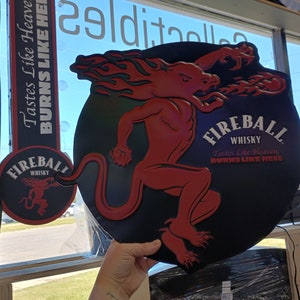 Fireball Whisky Shaped Embossed Metal Sign Fireball Signs Fireball ...