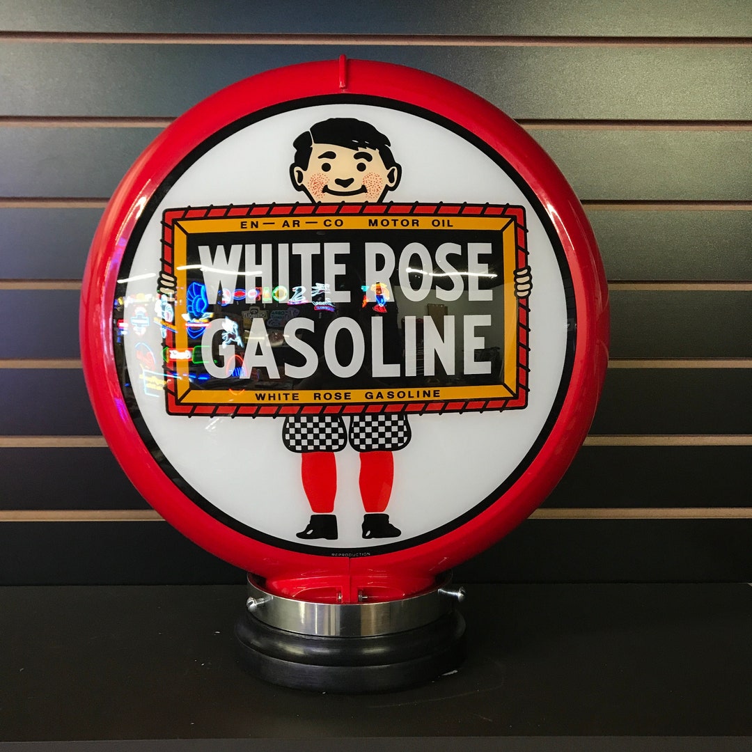 White Rose Gas Pump Globe WITH OR WITHOUT Light Base White - Etsy