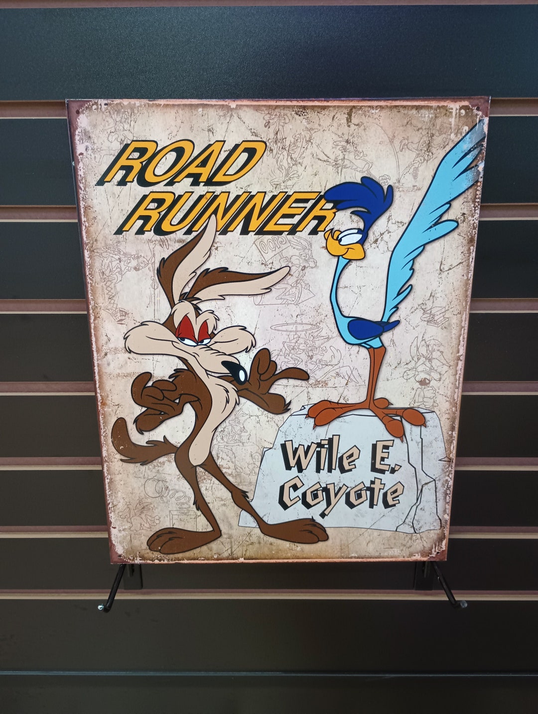 Road Runner and Wile E Coyote Metal Sign Looney Tunes Cartoon ...