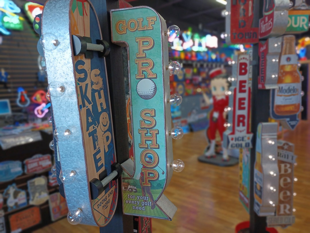 Golf Pro Shop Sign Light up Sports Bar Decor Double Sided Battery ...