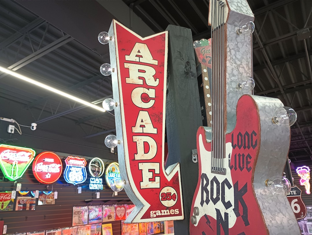 Arcade Sign LED Light up Double Sided Arcade Wall Hanging Signs ...