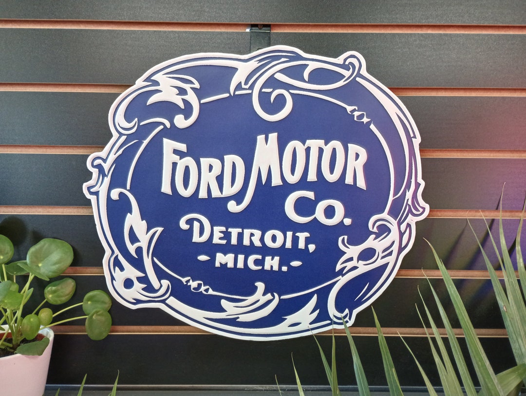 Ford Motor Co Detroit Michigan Shaped Embossed Metal Sign Ford ...