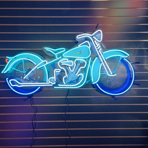 4 Foot Blue Motorcycle Neon Sign Garage Decor for Men Man Cave Wall ...