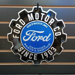 Ford Gear Sign Ford Motor Co Detroit MI Metal Gear Signs Automobilia ...
