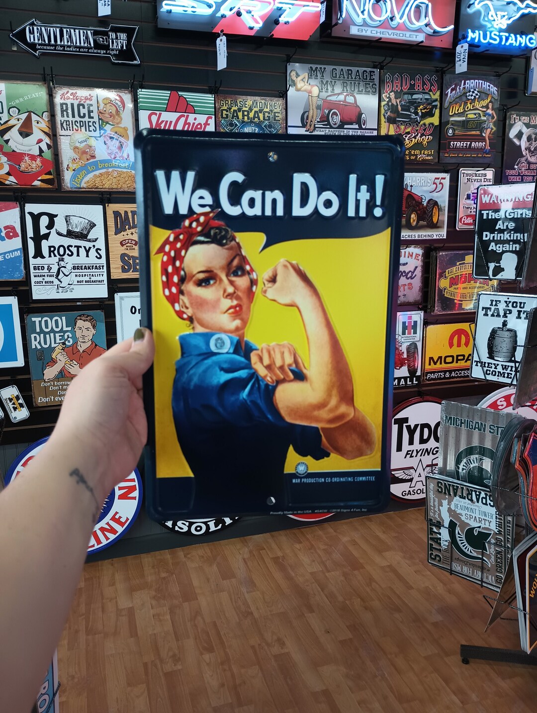 Rosie the Riveter Metal Sign Garage Signs for Women We Can Do It Girls ...