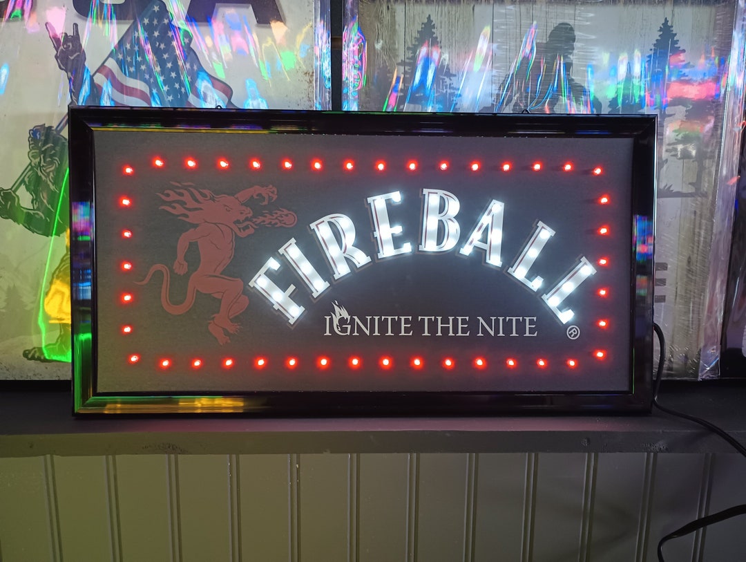 Fireball Whisky LED Sign Fireball Dragonman Ignite the Nite Whiskey ...