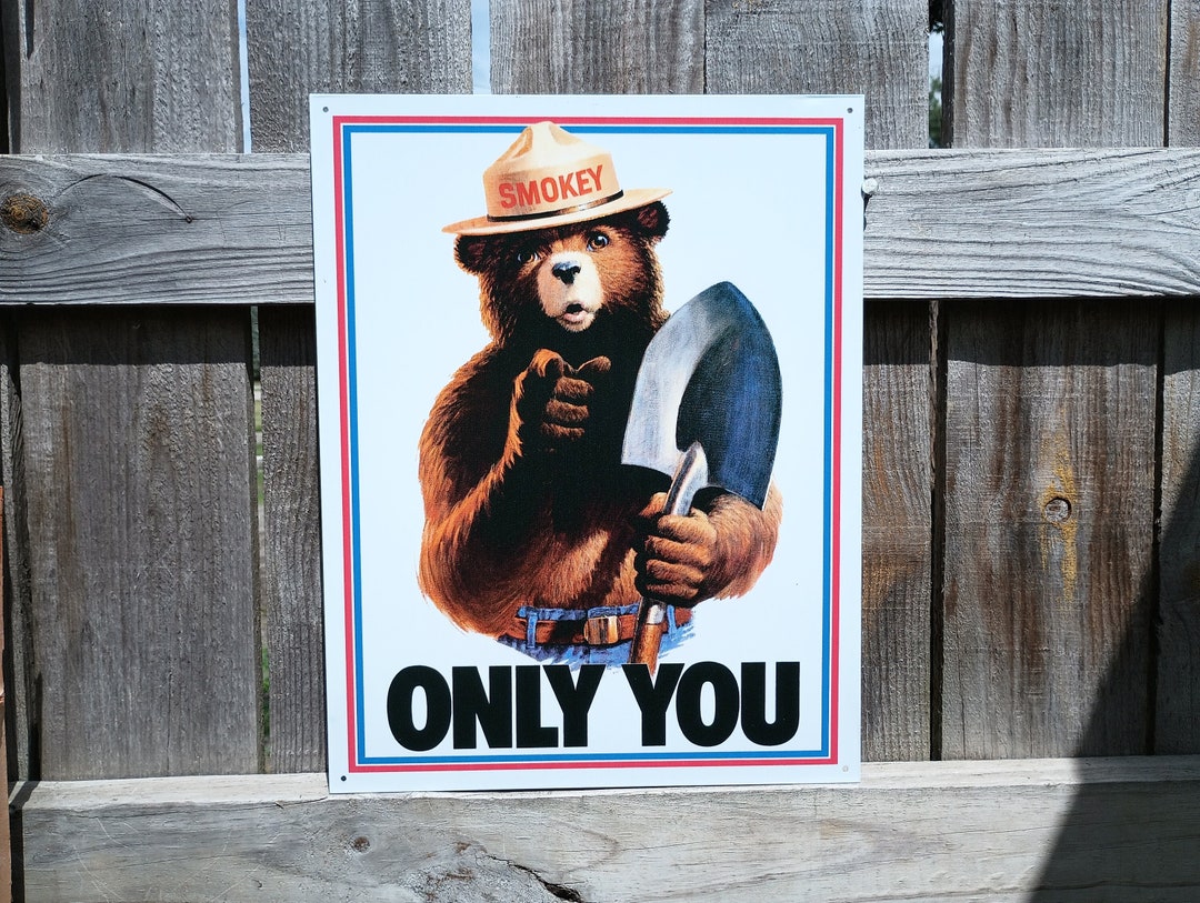Smokey the Bear Metal Sign Smokey Bear Only You Gifts Boys Nursery Wall ...