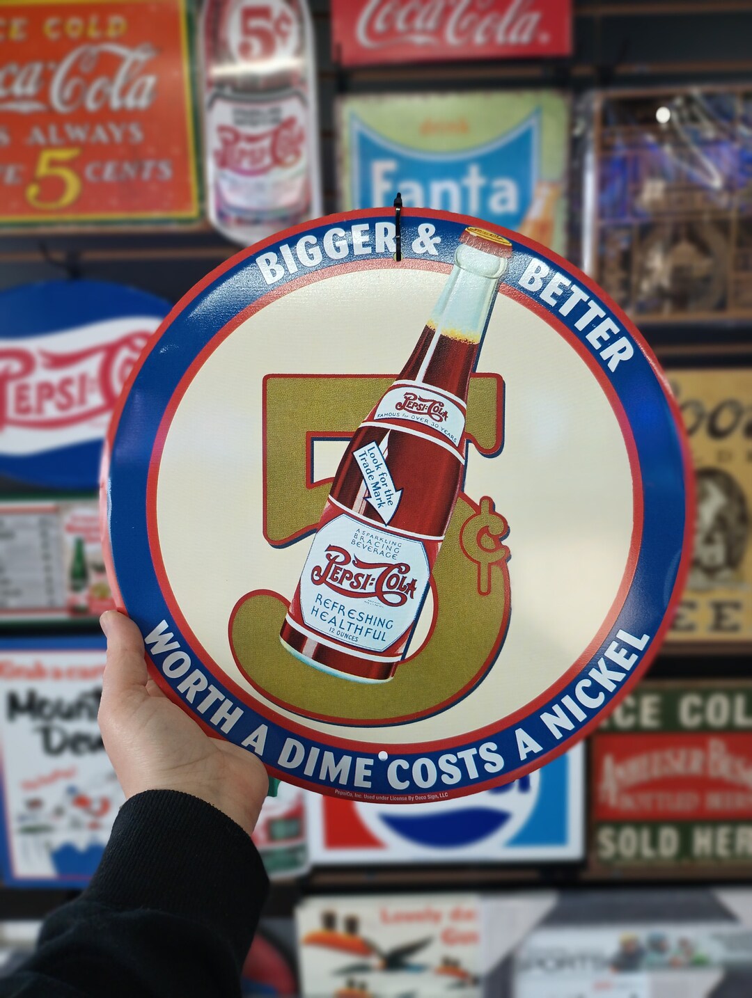 Pepsi Cola Bigger and Better Round Sign Pepsi Signs Soda Pop ...