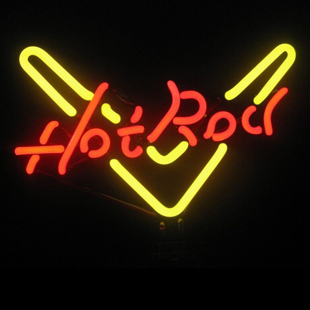 Hot Rod Neon Sign AUTHENTIC GLASS NEON Signs Garage Decor for Men Light ...