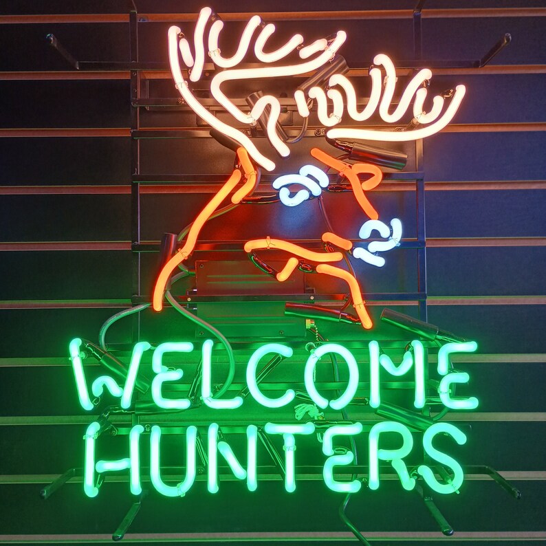 Welcome Hunters Neon Sign AUTHENTIC GLASS NEON Bar Decor - Etsy