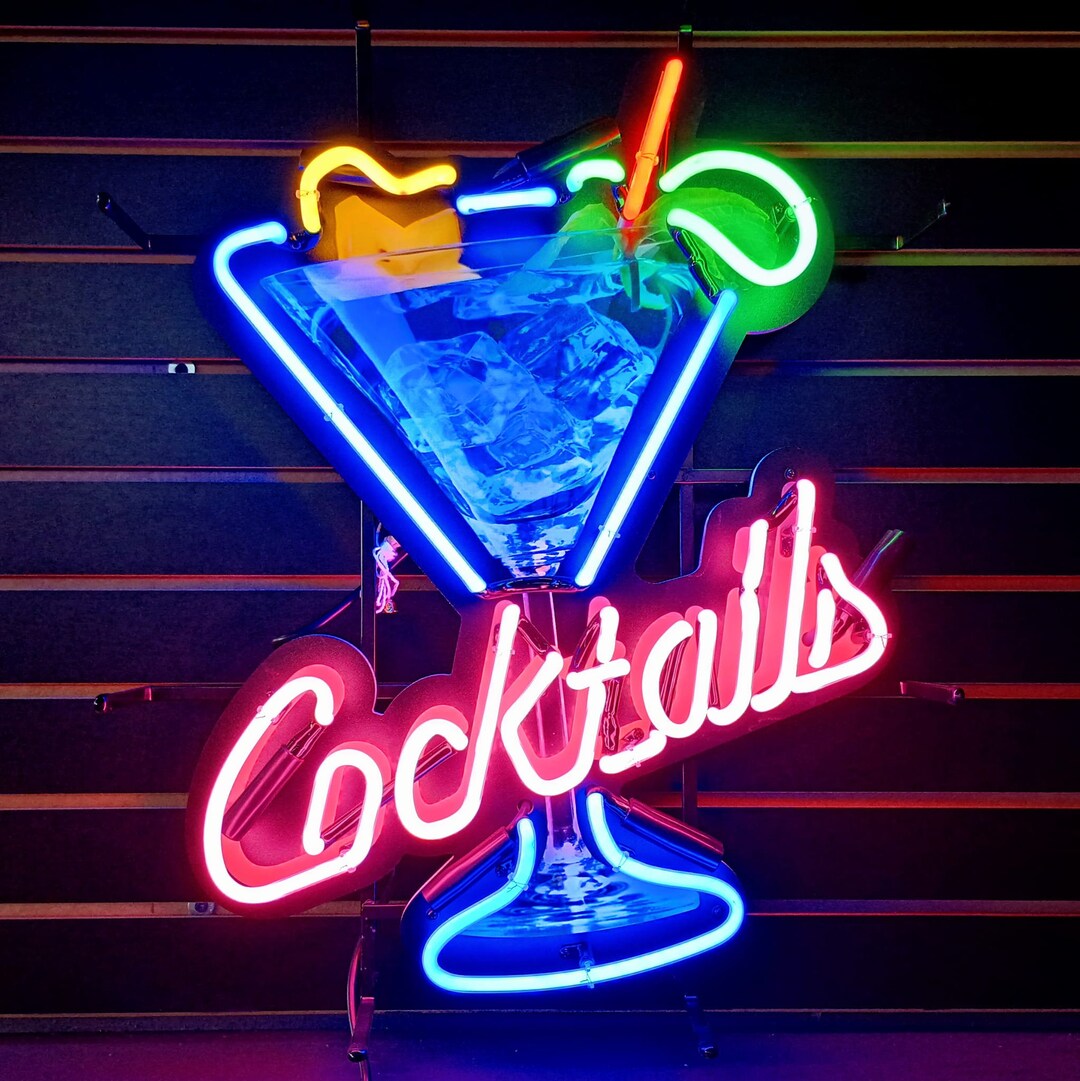 Cocktails Neon Sign AUTHENTIC GLASS NEON Martini Bar Signs Martini ...