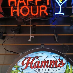 Happy Hour Neon Sign AUTHENTIC GLASS NEON Signs Martini Glass Light up ...