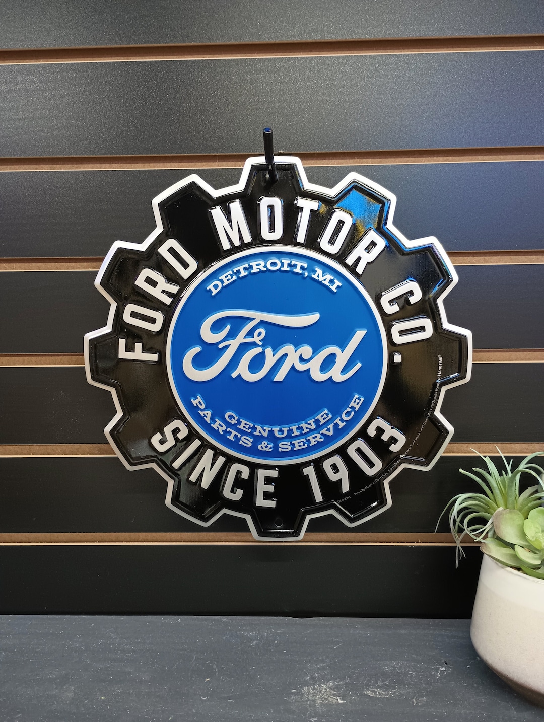 Ford Gear Sign Ford Motor Co Detroit MI Metal Gear Signs Automobilia ...