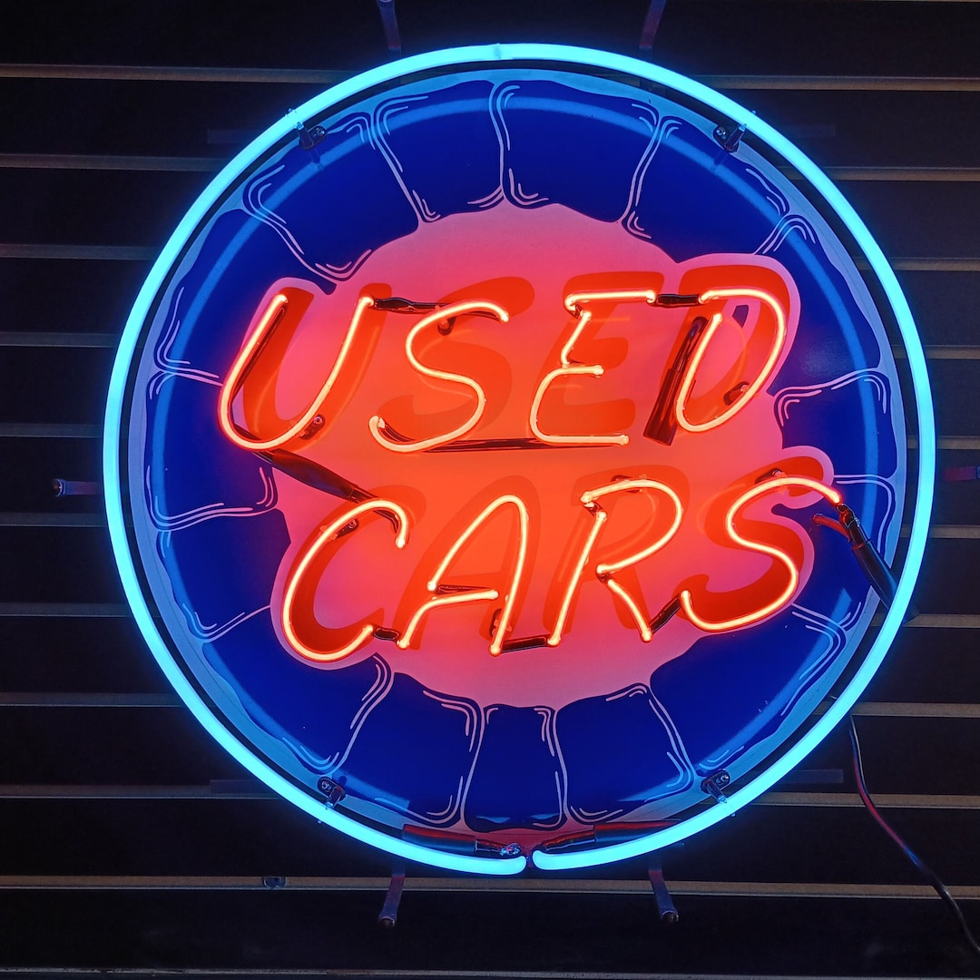 Used Cars Neon Sign AUTHENTIC GLASS NEON Used Cars Dealership Signs ...