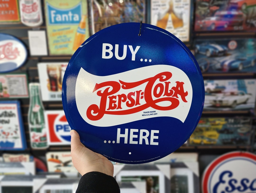 Pepsi Cola Buy Here Round Sign Pepsi Signs Soda Pop Advertising Home ...