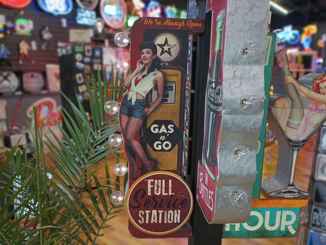Pinup Girl LED Sign Pin up Marquee Style Sign Full Service Gas Station ...