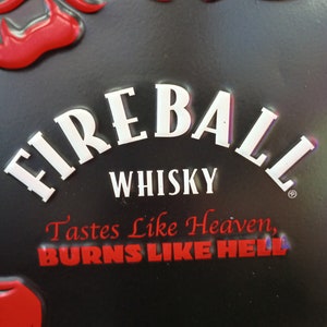 Fireball Whisky Shaped Embossed Metal Sign Fireball Signs Fireball ...