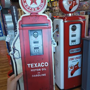 Texaco Gas Pump Shaped Embossed Metal Sign Texaco Gas Station Sign ...