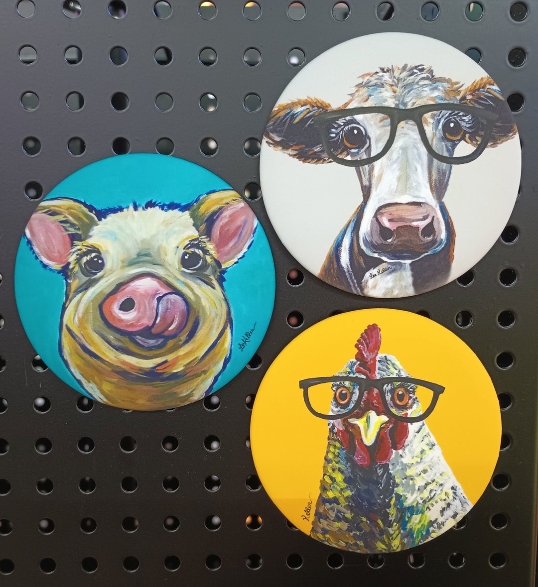 3 Cute Farm Animal Magnets Chicken Pig Cow Farmhouse Kitchen Decor ...