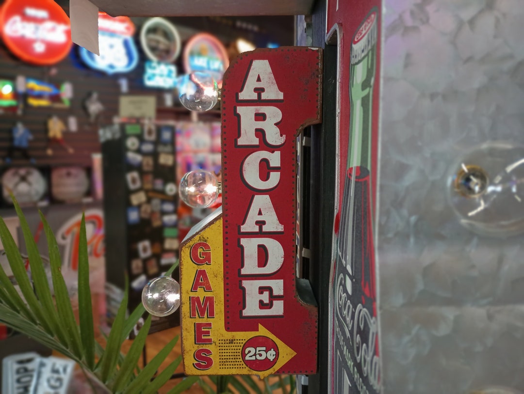 Arcade LED Sign Marquee Style Signs Gameroom Wall Decor Game Room ...