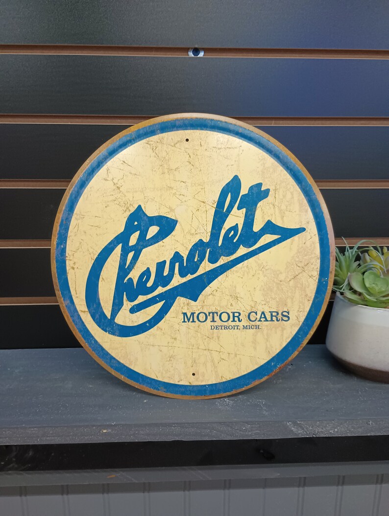 Chevrolet Historic Logo Metal Sign Chevy Signs Garage Decor - Etsy