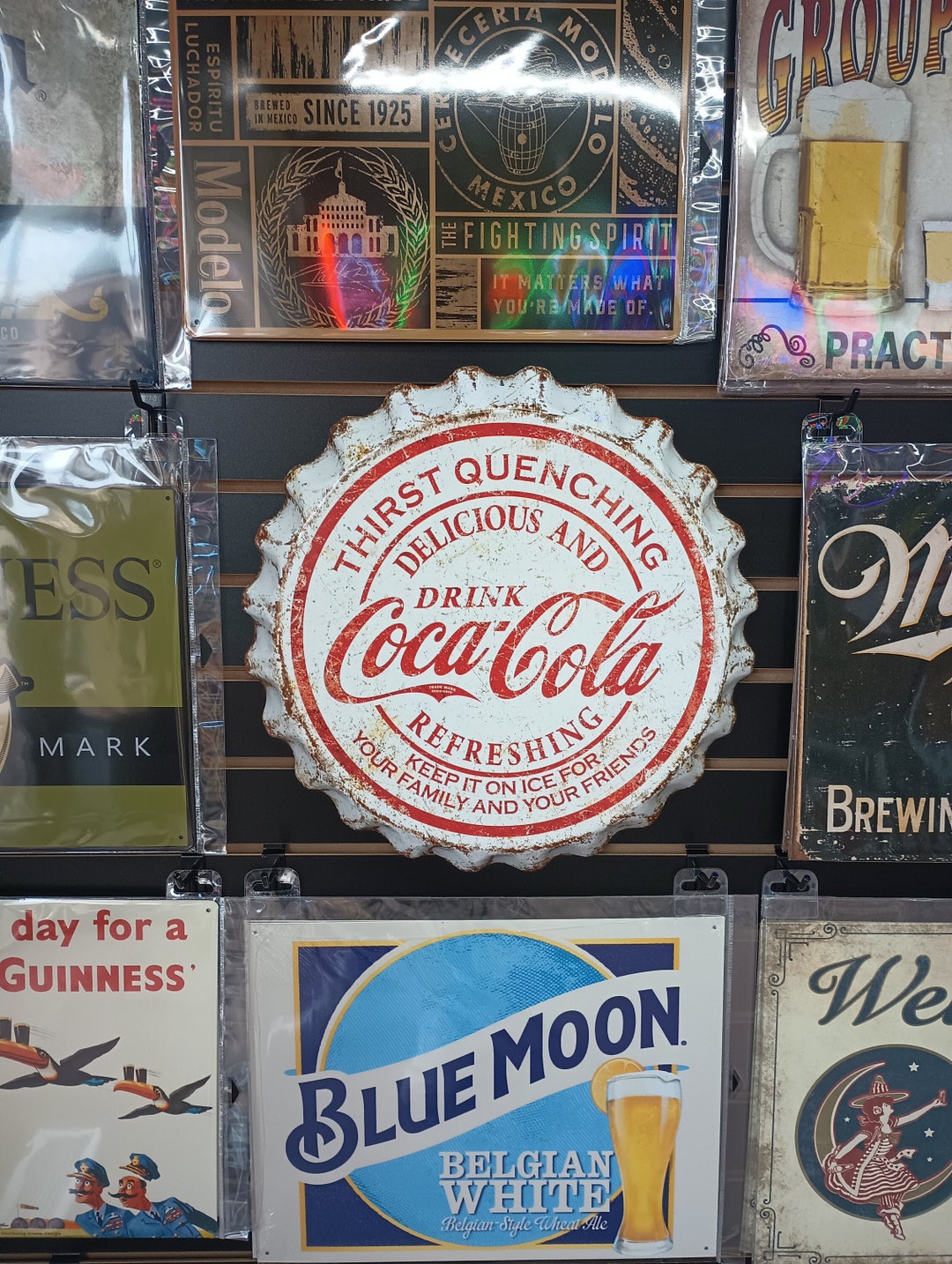 Coca Cola Bottle Cap Metal Sign Vintage Kitchen Decor Coca Cola Soda ...