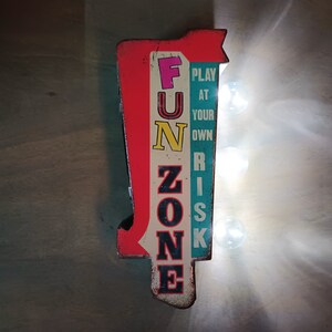 Fun Zone LED Sign Marquee Style Signs Gameroom Wall Decor Game Room ...