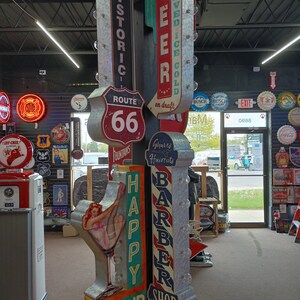 Barber Shop Sign LED Light up Double Sided Barber Pole Wall Hanging ...